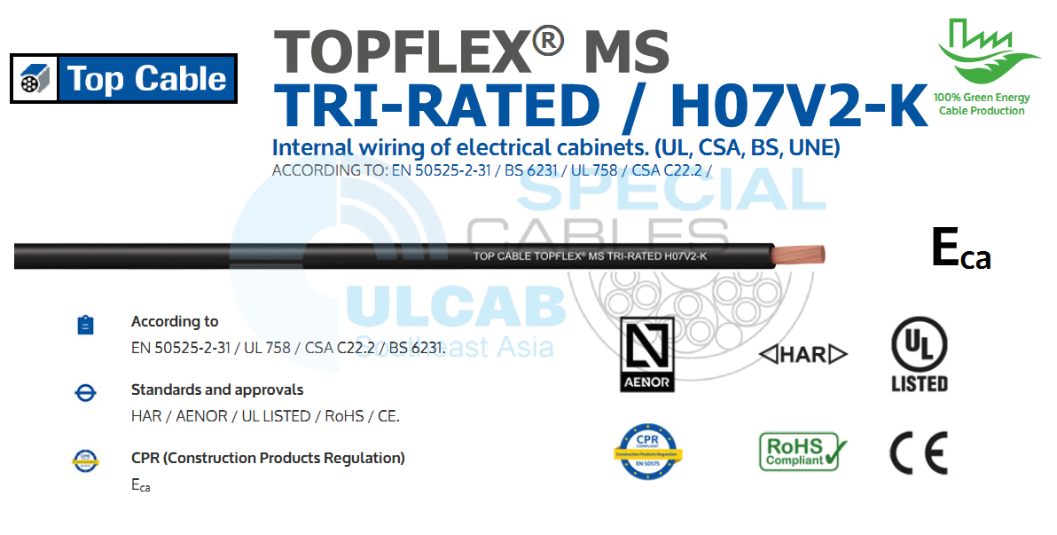 Cáp Lõi Đơn TOP CABLE TOPFLEX® MS TRI-RATED / H07V2-K / H05V2-K | Chính ...