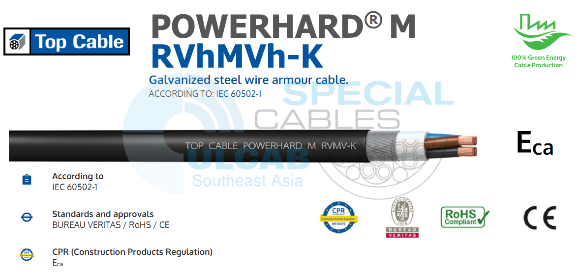 Cáp Điện TOP CABLE 0.6/1KV POWERHARD M RVhMVh-K AWA/SWA BLACK | Chính ...
