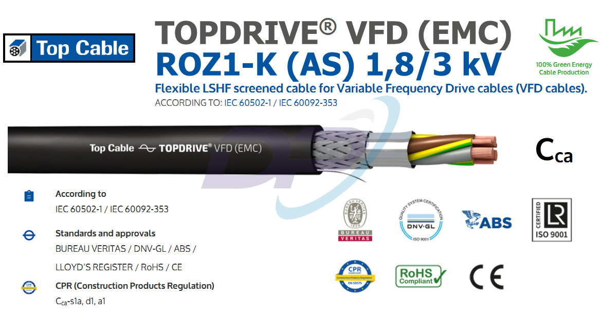 Cáp Điều Khiển TOP CABLE TOPDRIVE® VFD (EMC) ROZ1-K (AS) 1,8/3 kV ...