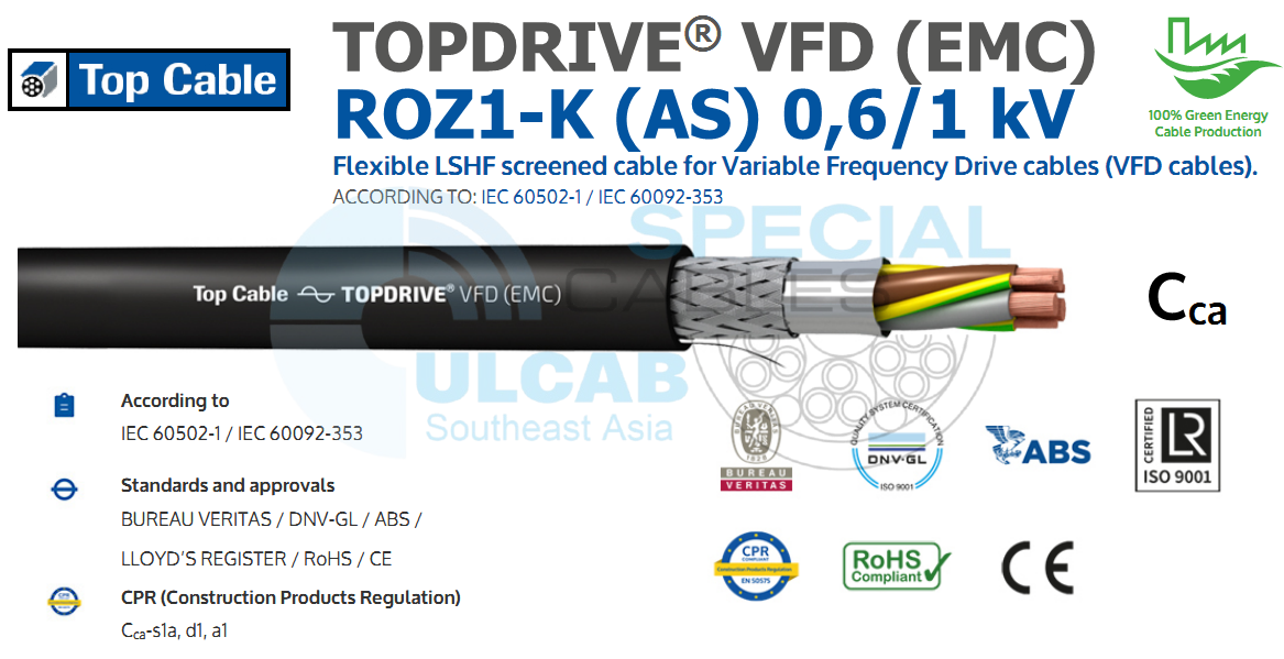 Cáp Điều Khiển TOP CABLE 0.6/1 kV TOPDRIVE VFD (EMC) ROZ1-K (AS) BLACK | Chính Hãng - VFD cables ...