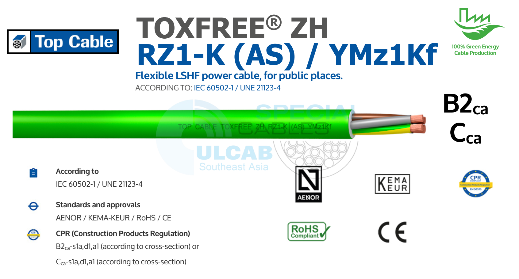 Cáp Điện TOP CABLE 0.6/1kV TOXFREE ZH RZ1-K (AS) GREEN | Chính Hãng ...